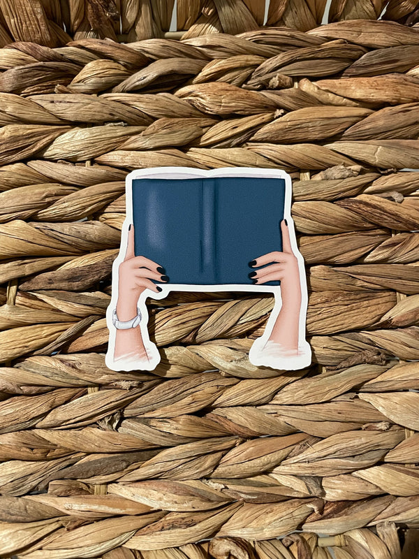 Light skin hands with book Sticker – Planning the Journey